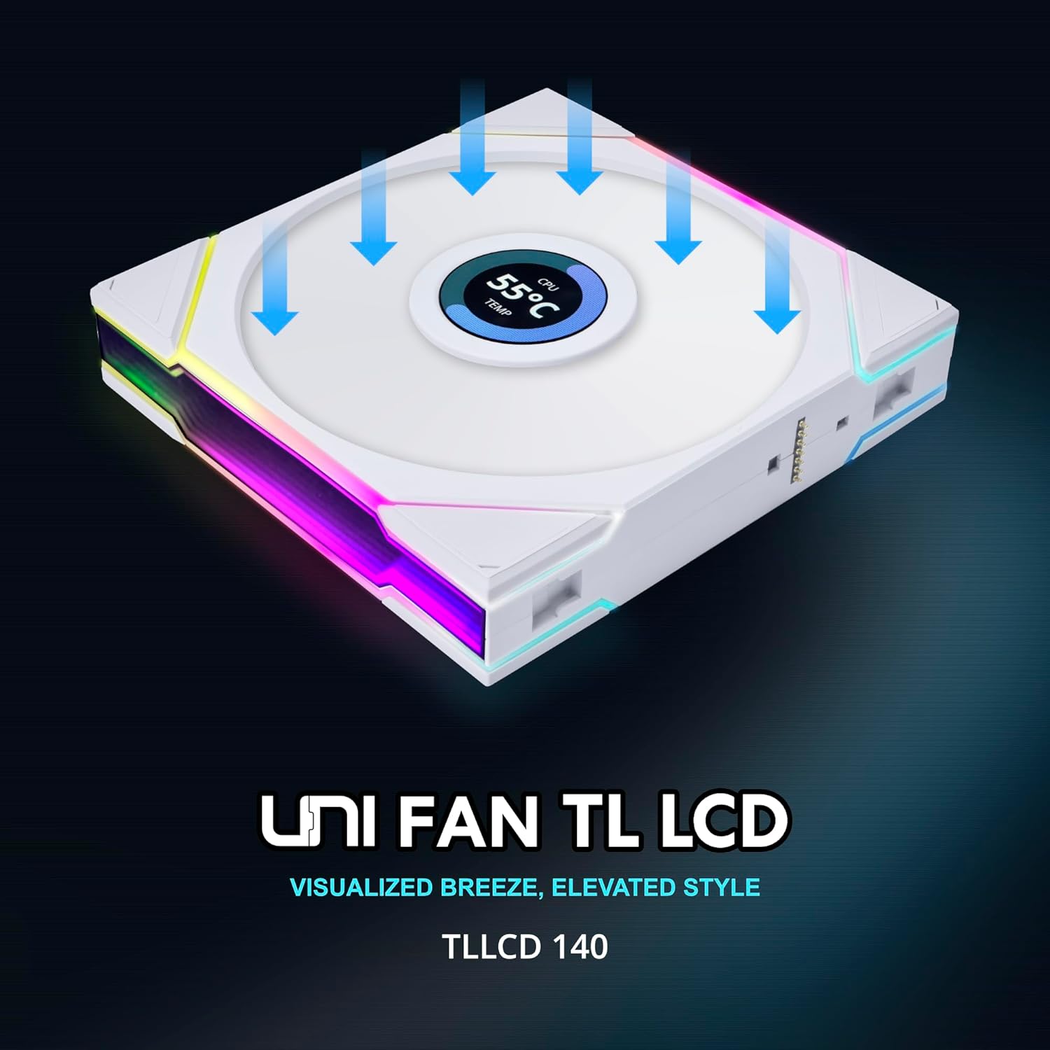 UNI FAN TL-LCD 140 White (1pc)aRGB PWM with LCD Screen 140mm TBC RPM ...