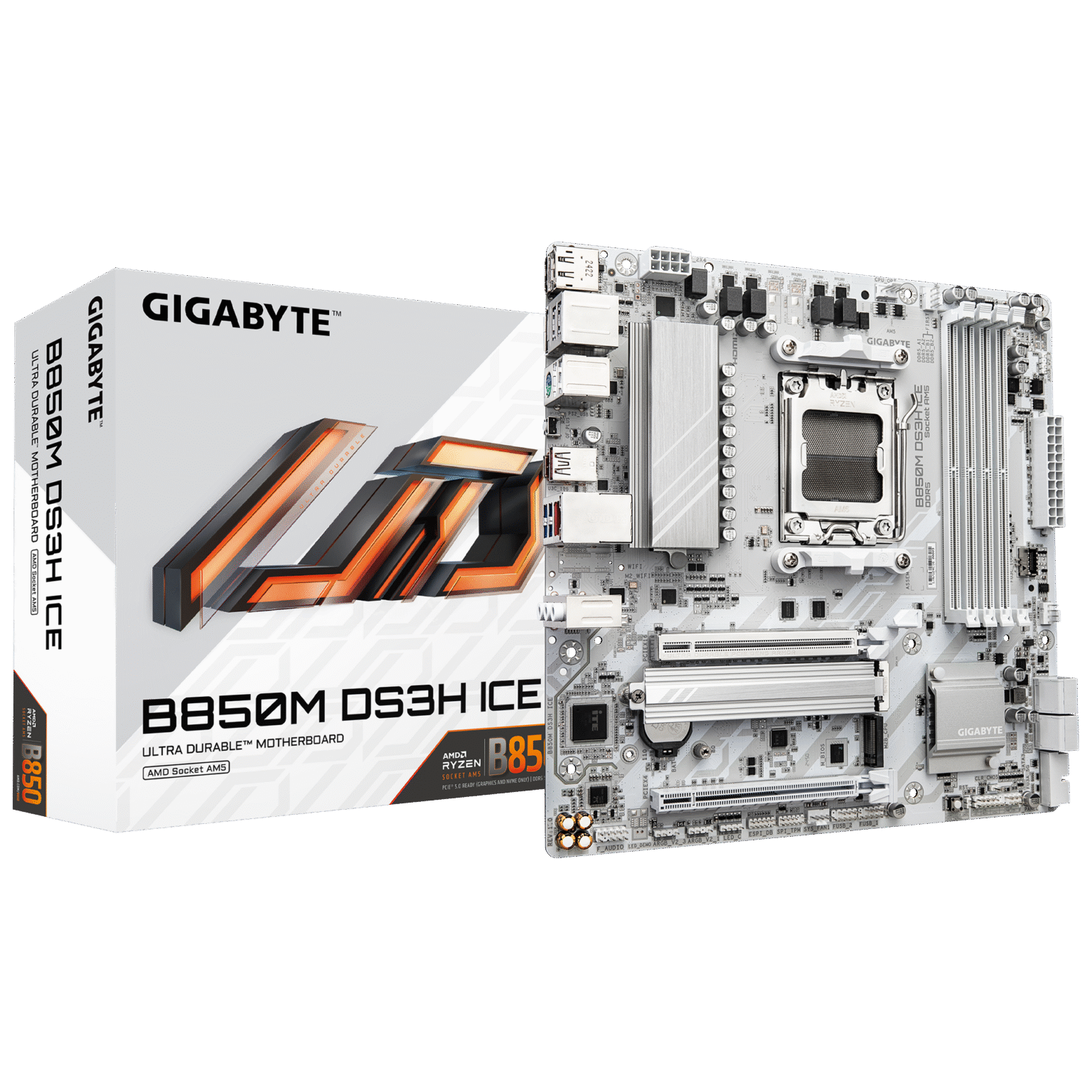 Gigabyte B850M DS3H ICE Micro ATX AM5 Motherboard, 4 x DIMMs Dual ...