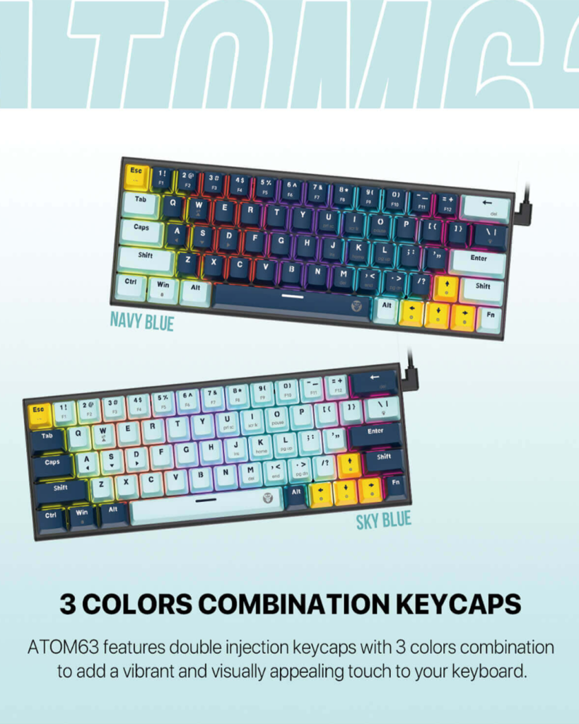 FANTECH MK874 V2 ATOM 63 MIZU EDITION – 63 Keys RGB Mechanical Keyboard ...