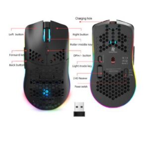 Wireless Gaming Mouse Honeycomb Ultralight – RGB Rechargeable Mouse ...